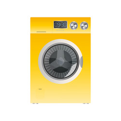 Yellow washing machine isolated on a white Vector Image