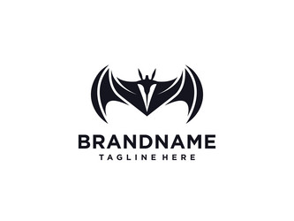 Bat wings logo design template sharp icon night Vector Image