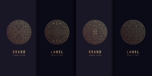 Set of golden label design patterns circle Vector Image