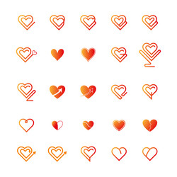 Heart line logo love icon set stock Royalty Free Vector