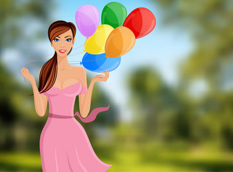 Woman balloon portrait Royalty Free Vector Image