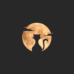 Cat moon logo simple Royalty Free Vector Image