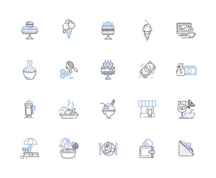 Cafe outline icons collection coffee Royalty Free Vector