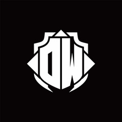 Dw logo monogram with piece circle ribbon style Vector Image