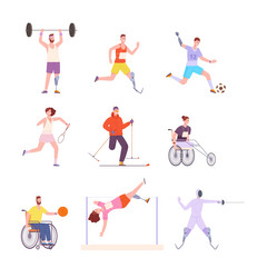 Cartoon paralympic athletes disabled people Vector Image