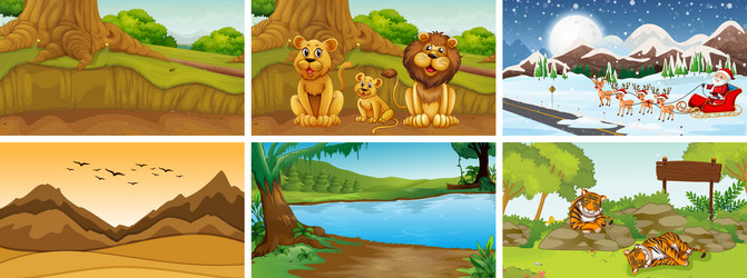 Four different scenes nature Royalty Free Vector Image