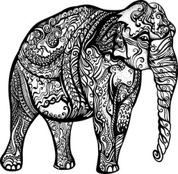 Asian elephant with patterns Royalty Free Vector Image