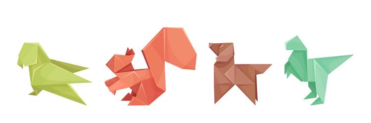 Origami or paper folding animal figures set Vector Image