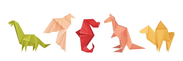 Origami or paper folding animal figures set Vector Image