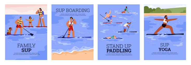 Set of paddle boarding people flat style Vector Image
