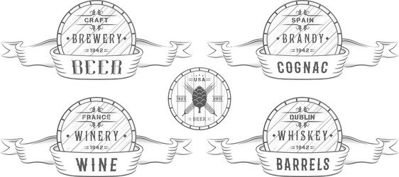 Whiskey production alcohol aged in oak label Vector Image