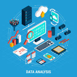 Data analysis isometric set Royalty Free Vector Image