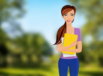 Girl student portrait Royalty Free Vector Image