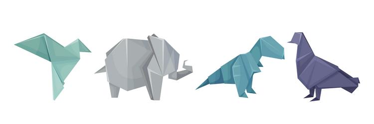 Origami or paper folding animal figures set Vector Image