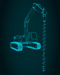 Pile drilling machine drawings Royalty Free Vector Image