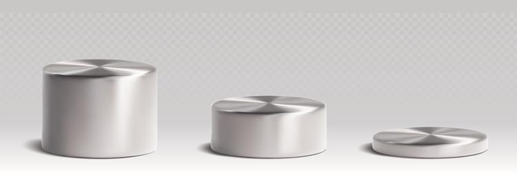 Four silver cylinder product podiums Royalty Free Vector
