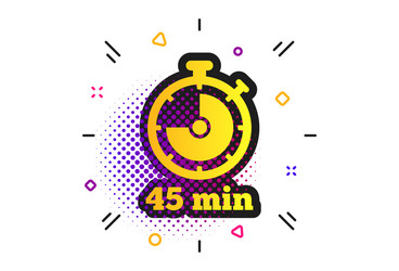 Timer sign icon 45 minutes stopwatch symbol Vector Image