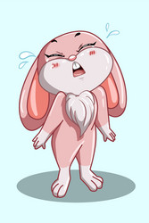 Cute Sad Pink Rabbit Vector Images (31)