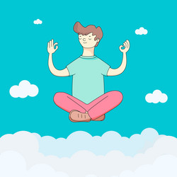 A girl does yoga in sky with clouds the yogi Vector Image