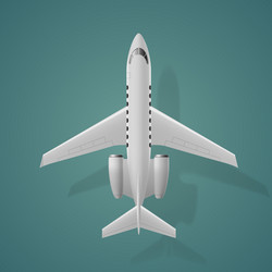 Airplane top view isolated on blue background Vector Image