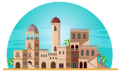 Arabian architecture house and building Royalty Free Vector