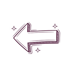 Hand drawn arrow turn left doodle sketch Vector Image
