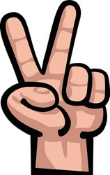 Hand peace sign cartoon Royalty Free Vector Image