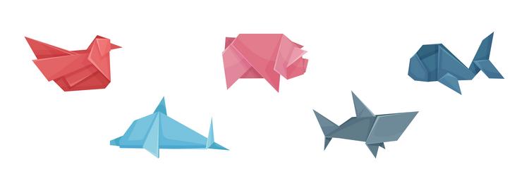 Origami or paper folding animal figures set Vector Image