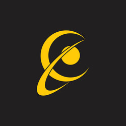 Abstract letter c orbital planet flat logo Vector Image