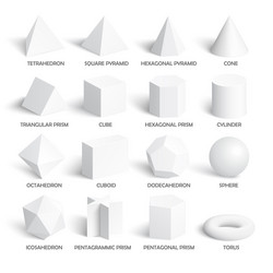 All basic 3d shapes template in dark Royalty Free Vector
