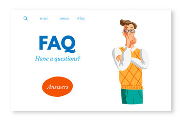 Faq website landing page design template Vector Image