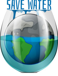 Save water sign with earth melting Royalty Free Vector Image