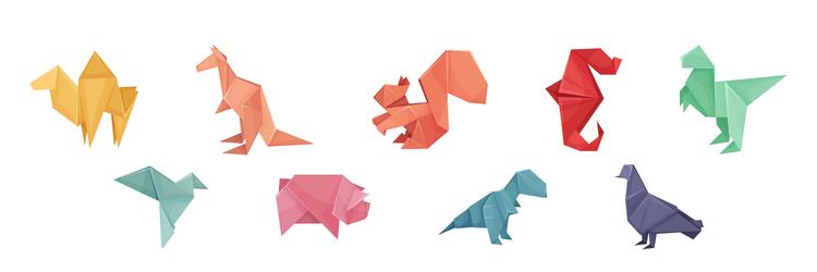 Origami or paper folding animal figures set Vector Image