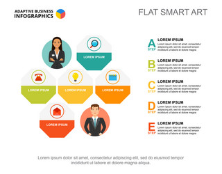 Five points process chart template Royalty Free Vector Image