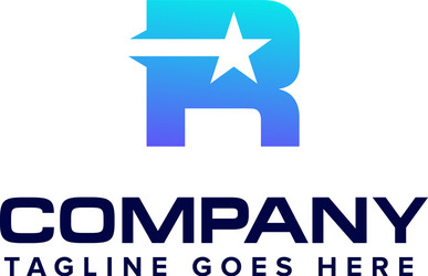 Letter r two star logo Royalty Free Vector Image