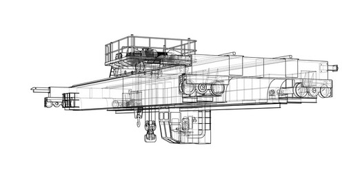 Overhead crane sketch Royalty Free Vector Image
