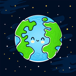 Cute funny happy mars and earth planet rocket Vector Image
