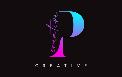 P letter design with creative cut and serif font Vector Image