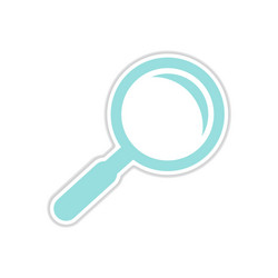 Paper sticker on white background magnifying glass