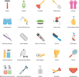 Bathroom accessories icons set Royalty Free Vector Image