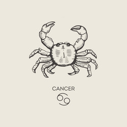 Cancer zodiac symbol hand drawn Royalty Free Vector Image