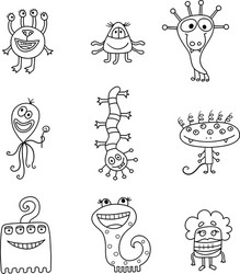 Cartoon color aliens Royalty Free Vector Image