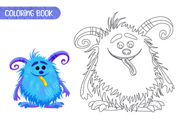 Coloring book for kids cute funny monster Vector Image