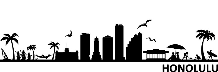 Skyline honolulu hawaii silhouette outline Vector Image