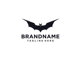 Flying bat silhouette logo negative space bat Vector Image