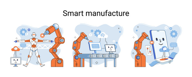 Smart manufacture metaphor with automated Vector Image