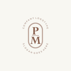 Pm initial handwriting logo design Royalty Free Vector Image