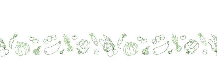 Plant-based seamless border with green veggies Vector Image