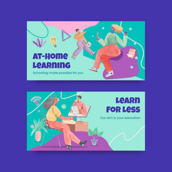 Twitter template with online learning concept Vector Image