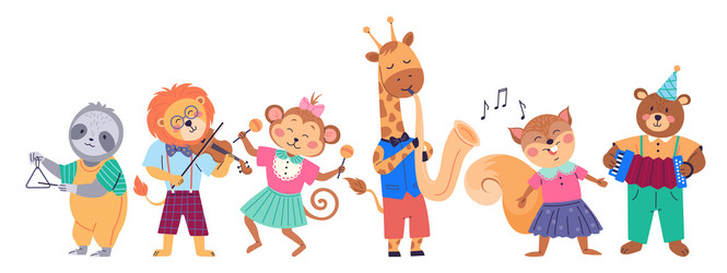 Animal band the zoo transforms into celebration Vector Image